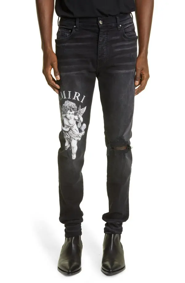 Amiri Cherub Ripped Skinny Jeans - Aged Black | Editorialist